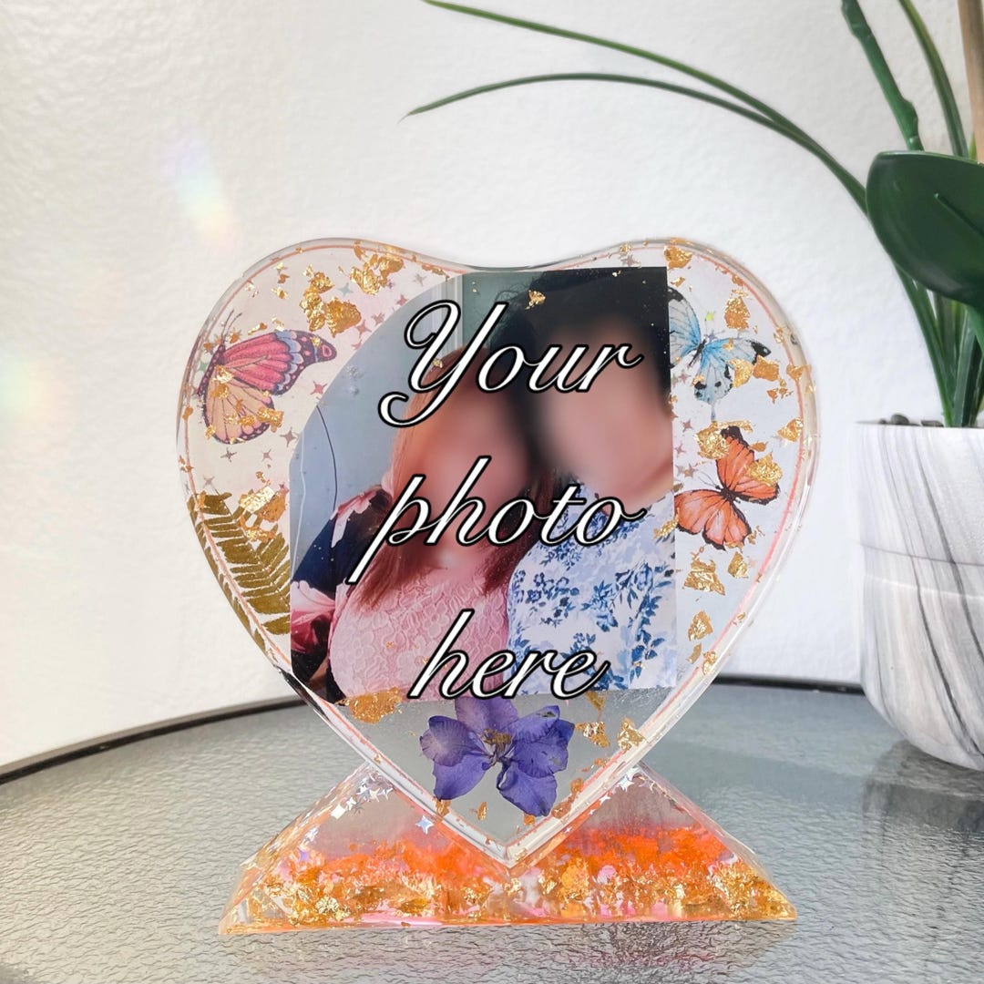 Personalized Heart Resin Photo Frame With Stand | Custom Butterfly’s ...
