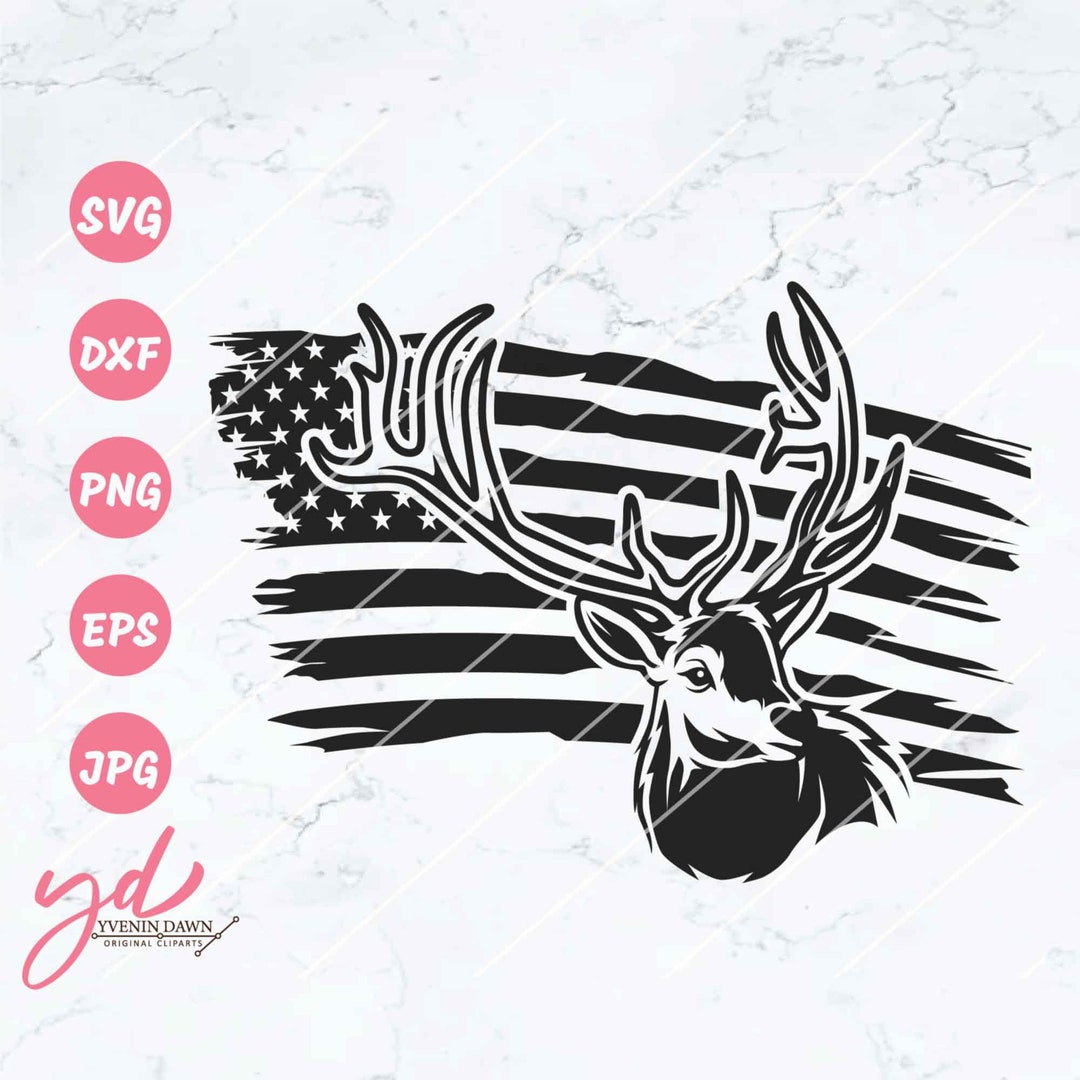 US Buck Head Svg Png | Deer Head Svg | Deer Svg | Deer Antlers Svg | US ...