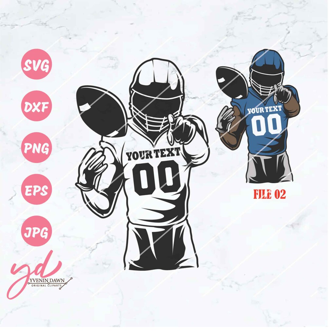 Custom Football Player SVG: Team Colors, Personalized Design (digital ...