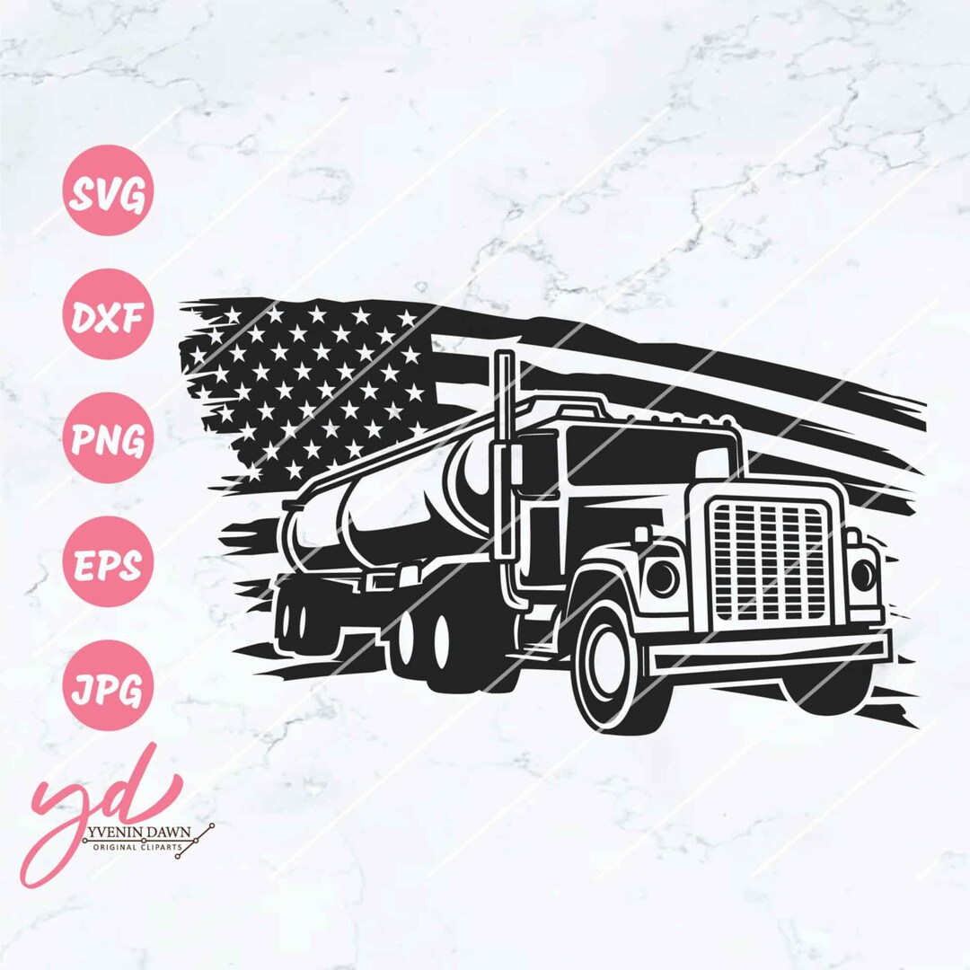 US Oil Tanker Truck Svg Png | Trucker Svg | Tank Truck Svg | Tanker ...