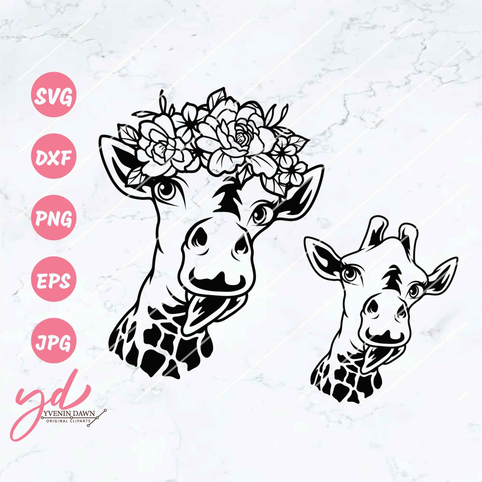 Giraffe Svg Floral Giraffe Head Svg Giraffe Face Svg Fun - Etsy