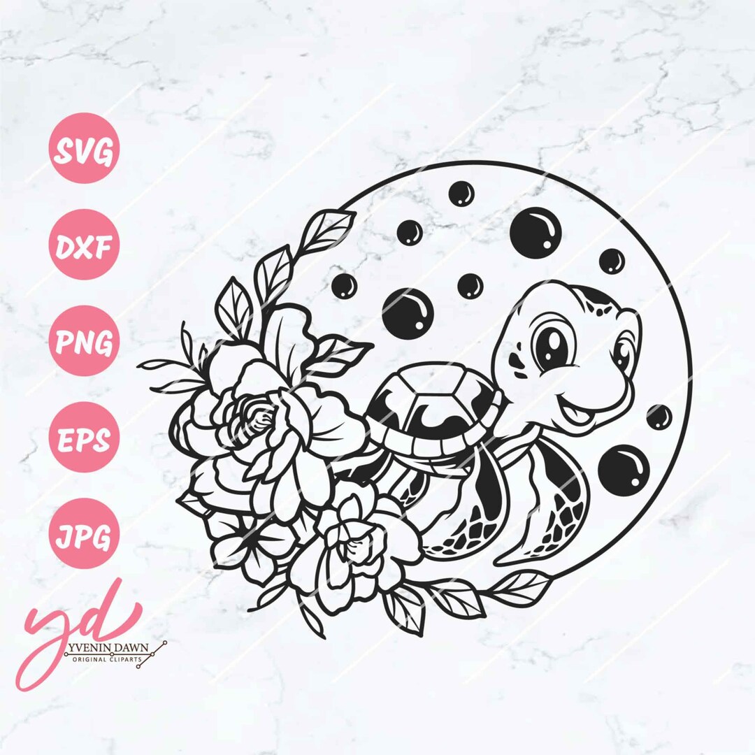 Cute Floral Turtle Svg Png | Floral Turtle Svg | Turtle Svg | Flower ...