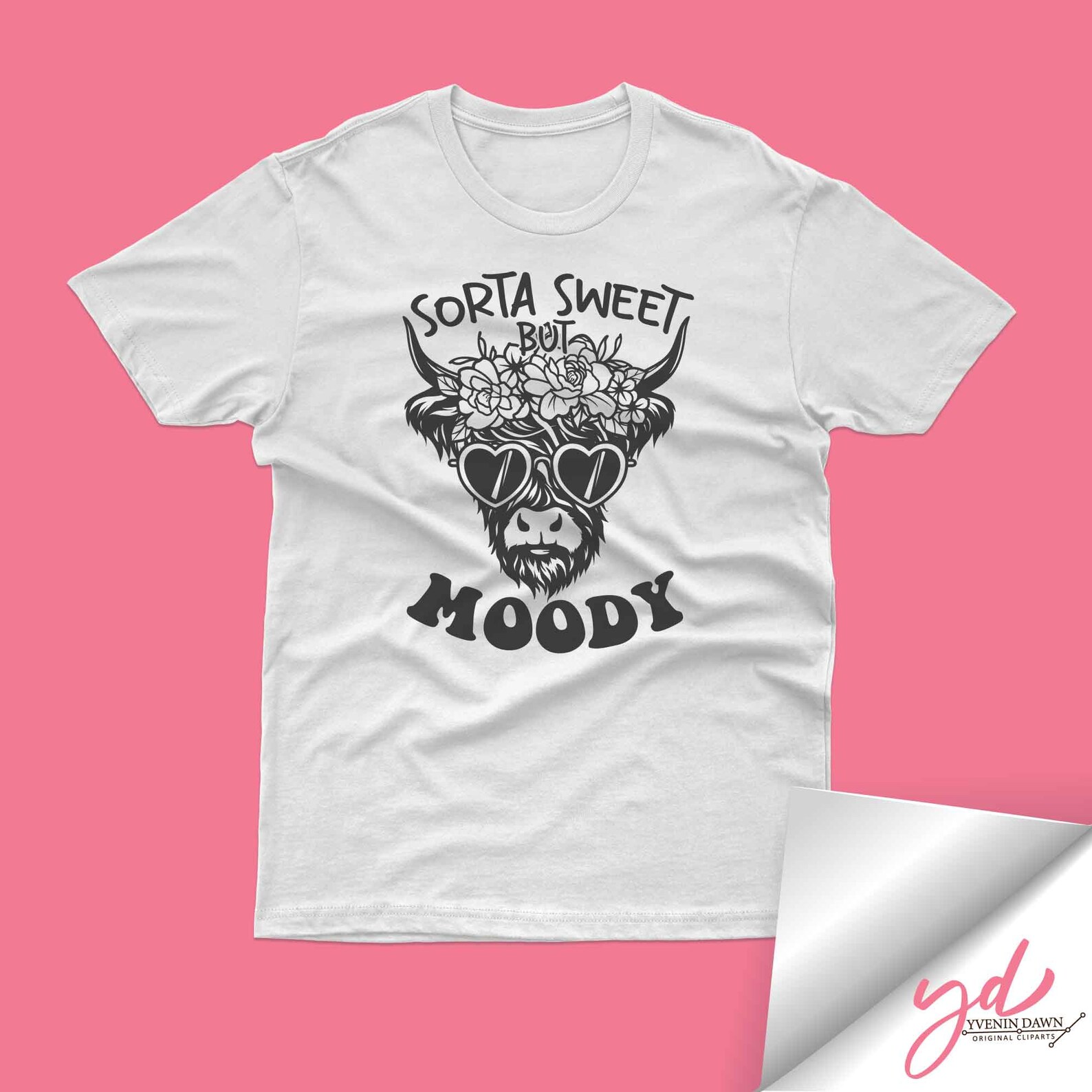 Sorta Sweet but Moody Svg Png Highland Cow Svg Cute - Etsy