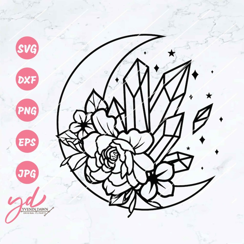 Magic Crystals SVG Crystal Flowers SVG File Crystal Cut - Etsy