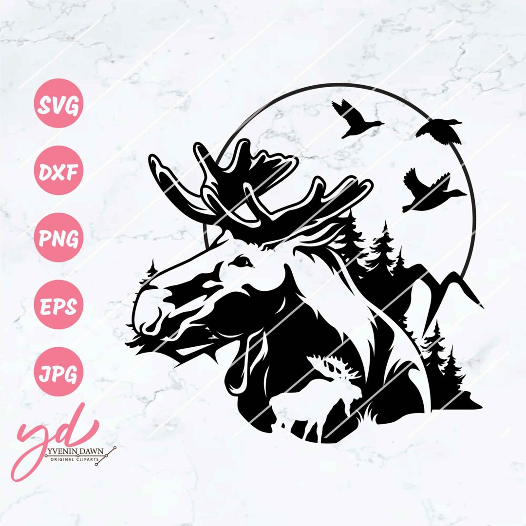 Moose Svg | Moose Outdoor Svg | Outdoor Scene Svg | Mountain Moose ...