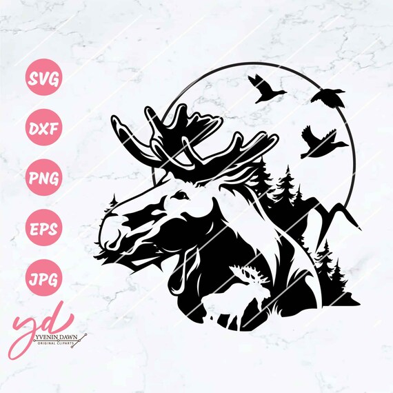 Moose Svg Moose Outdoor Svg Outdoor Scene Svg Mountain - Etsy