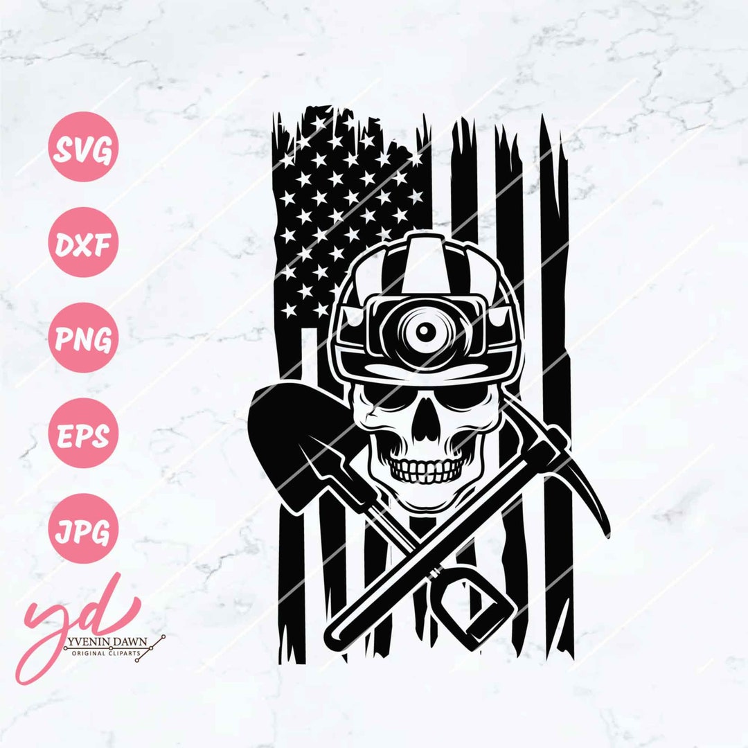 US Mining Skull Svg | Mining Svg | Coal Miner Skull Svg | Skull Clipart ...