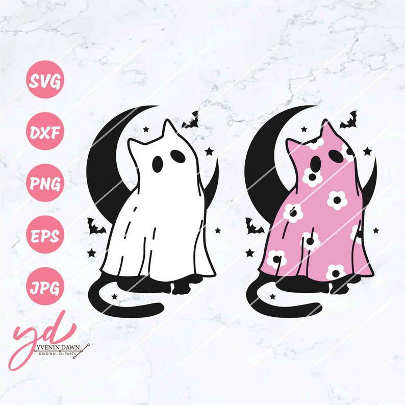 Ghost Cat Svg Daisy Printed Ghost Svg Ghost Svg Boo I - Etsy