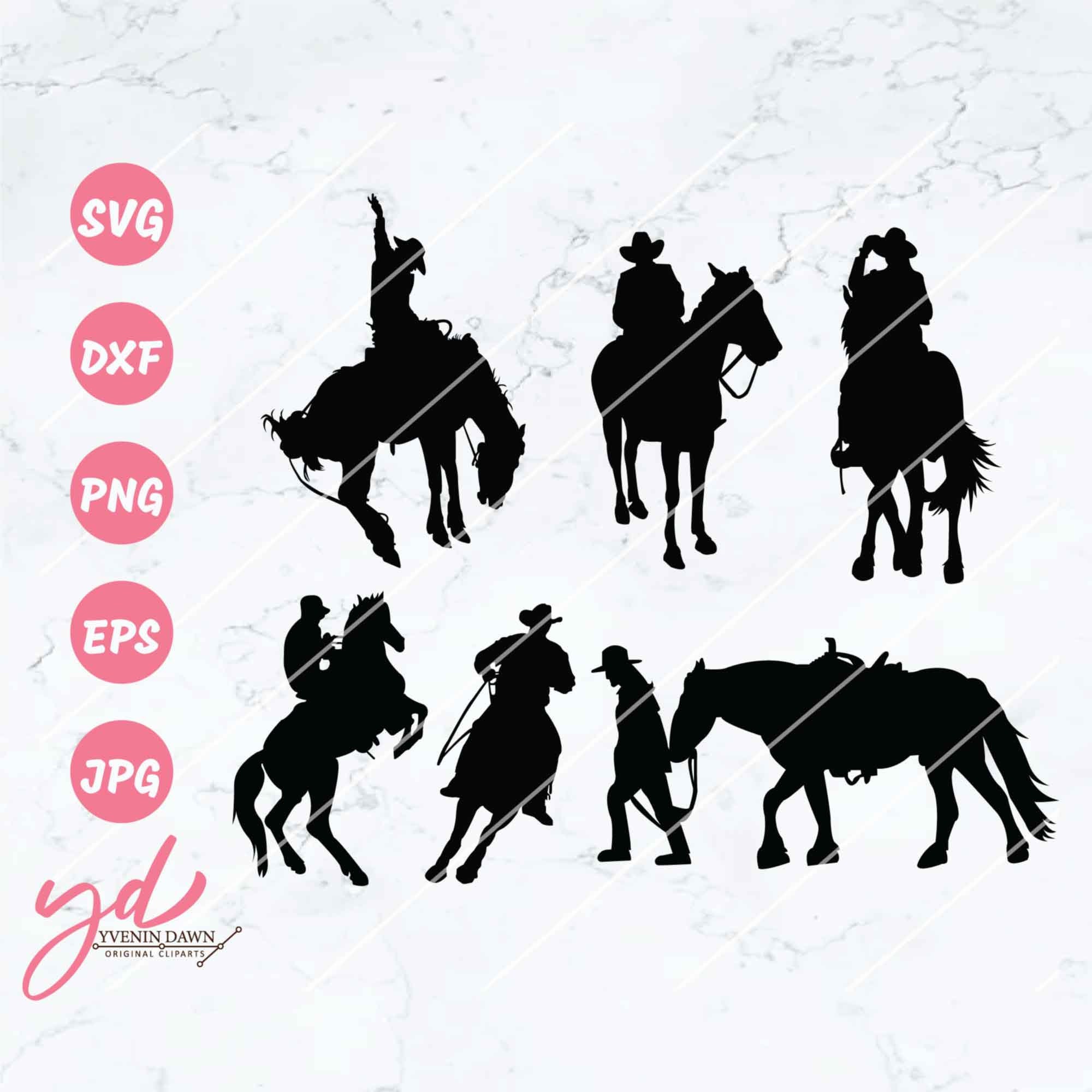Cowboy Bundle Svg Western Svg Cowboy Silhouette Svg - Etsy