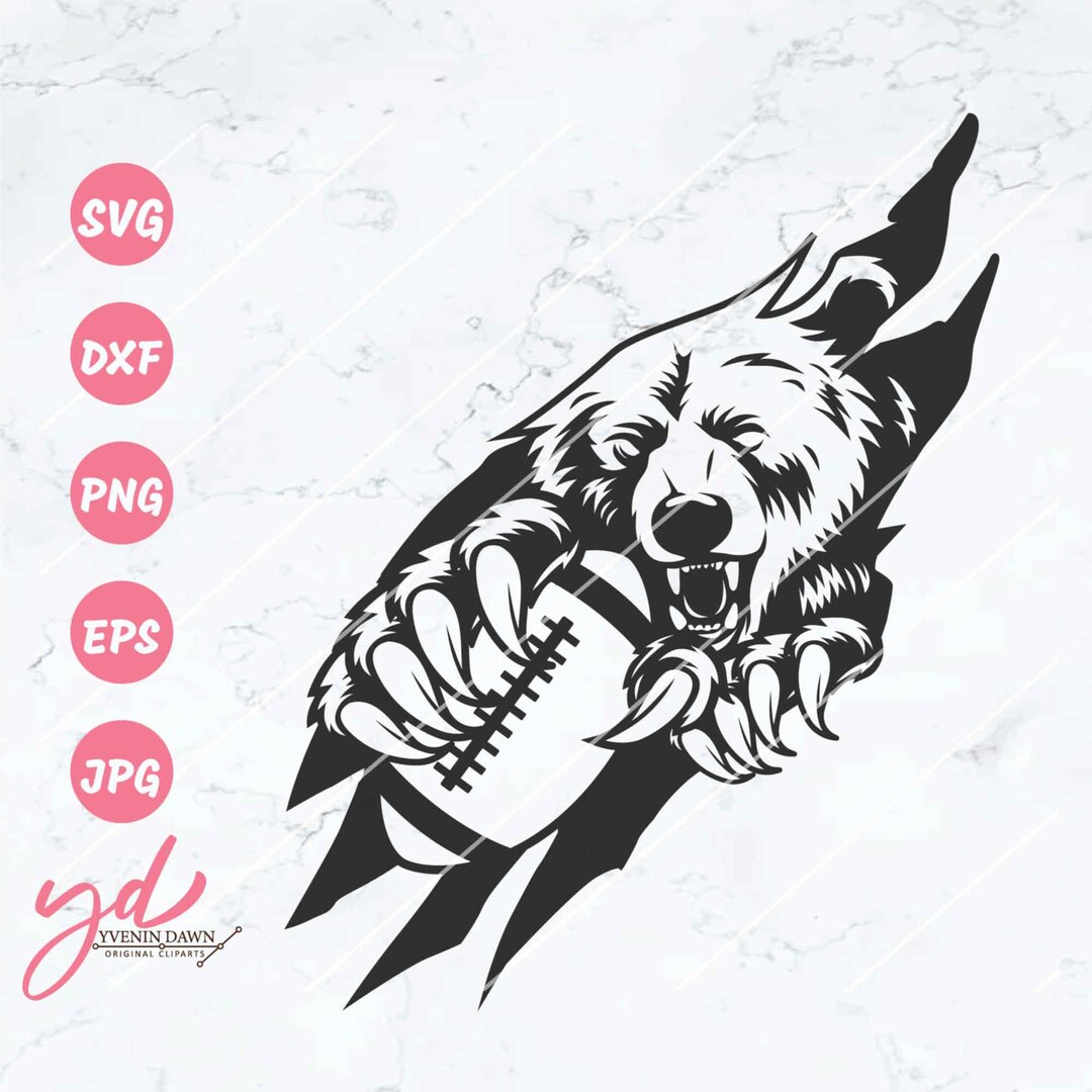 Bear Scratch Football SVG: Sports Design (digital Files Only) - Etsy