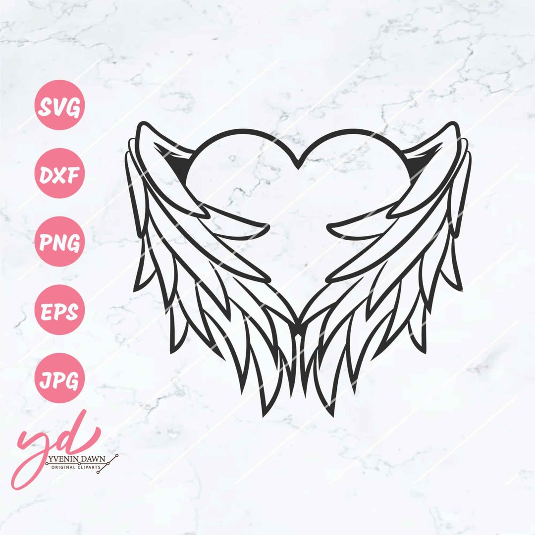 Angel Wings Heart Svg Png | Memorial Svg | Wings Svg | Heart Svg ...