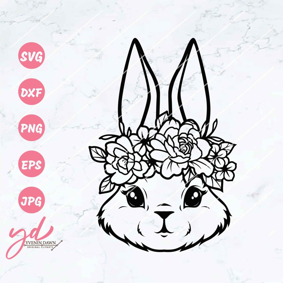 Bunny Svg Bunny With Flowers Floral Bunny Svg Cute Bunny - Etsy