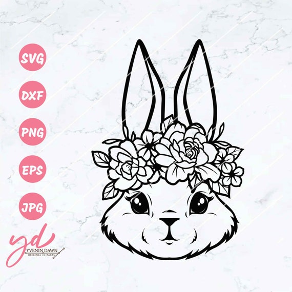 Bunny Svg Bunny With Flowers Floral Bunny Svg Cute Bunny | Etsy