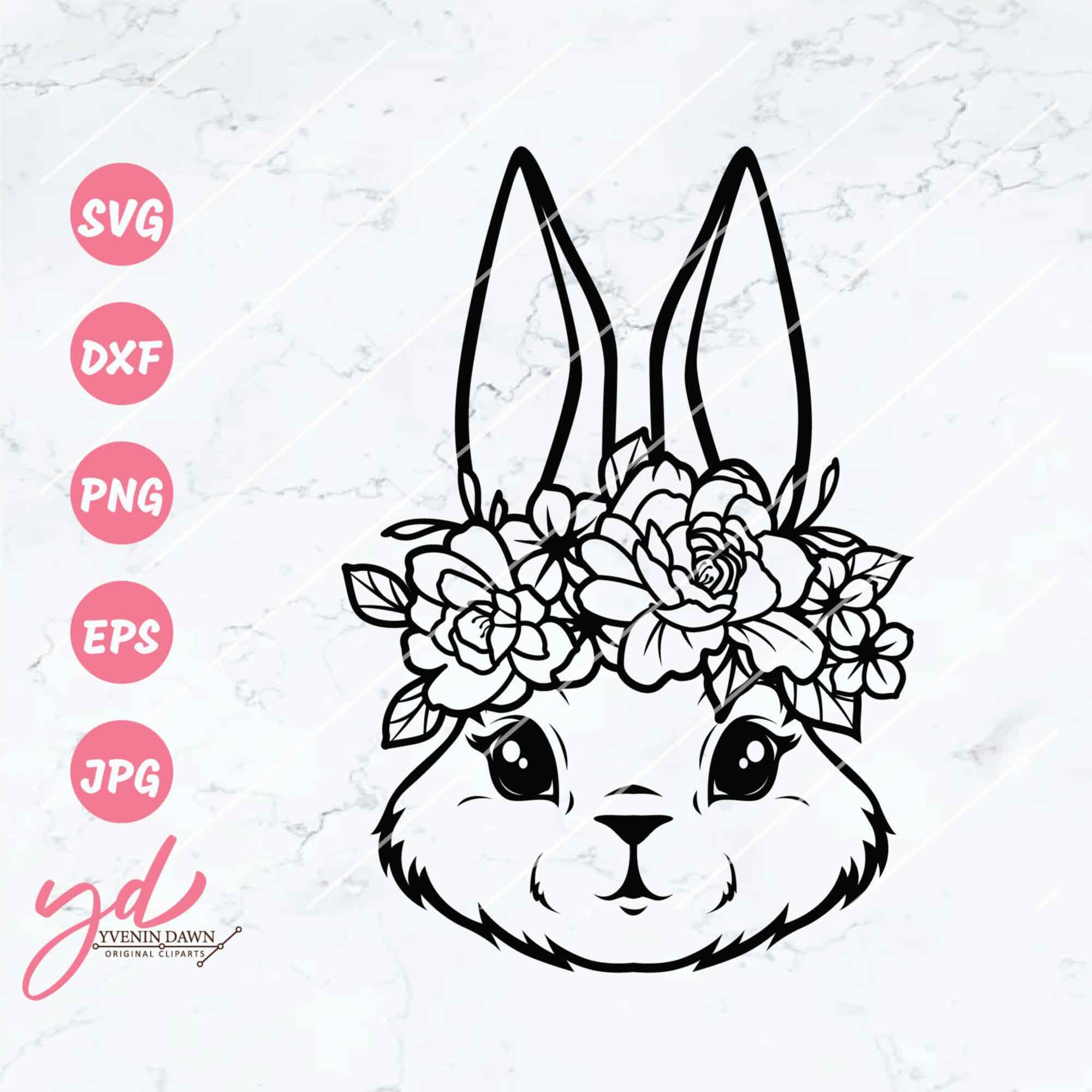 Bunny Svg Bunny With Flowers Floral Bunny Svg Cute Bunny - Etsy
