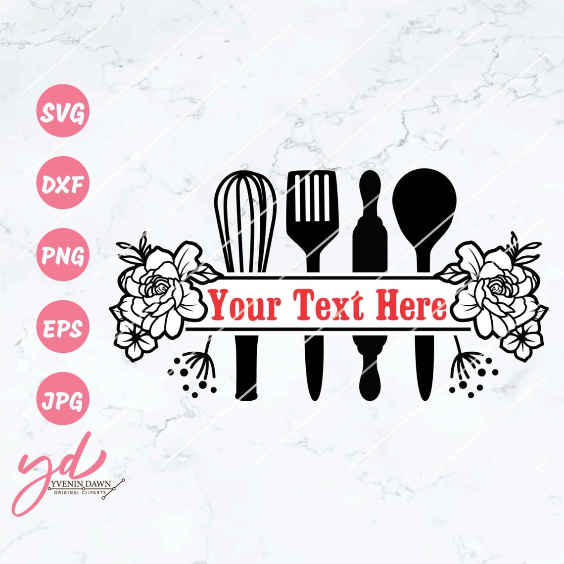 Kitchen Split Frame Svg Cooking Svg Split Monogram | Etsy