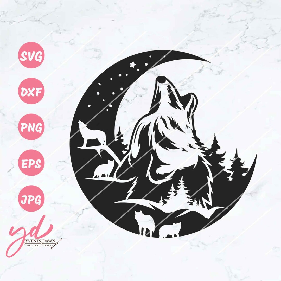 Howling Wolf Scene Svg Png | Wolf Svg | Wolf Pack Svg | Outdoor Svg ...