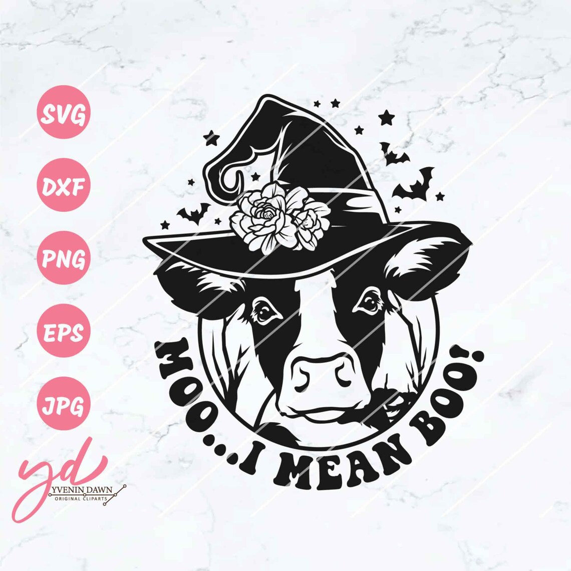 Moo I Mean Boo Svg Png Cow Svg Halloween Cow Svg Witch - Etsy