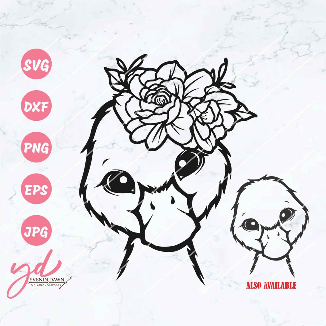 Cute Duck Svg | Cute Duckling Svg | Duck With Flowers Svg | Floral Duck ...