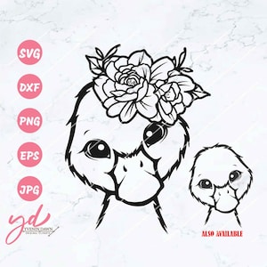 Cute Duck Svg | Cute Duckling Svg | Duck With Flowers Svg | Floral Duck ...