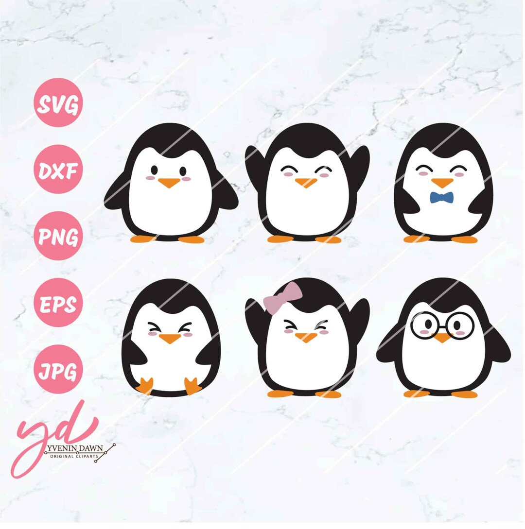 Cute Penguin Bundle Svg | Cute Penguin Svg | Penguin Svg | Ribbon Svg ...