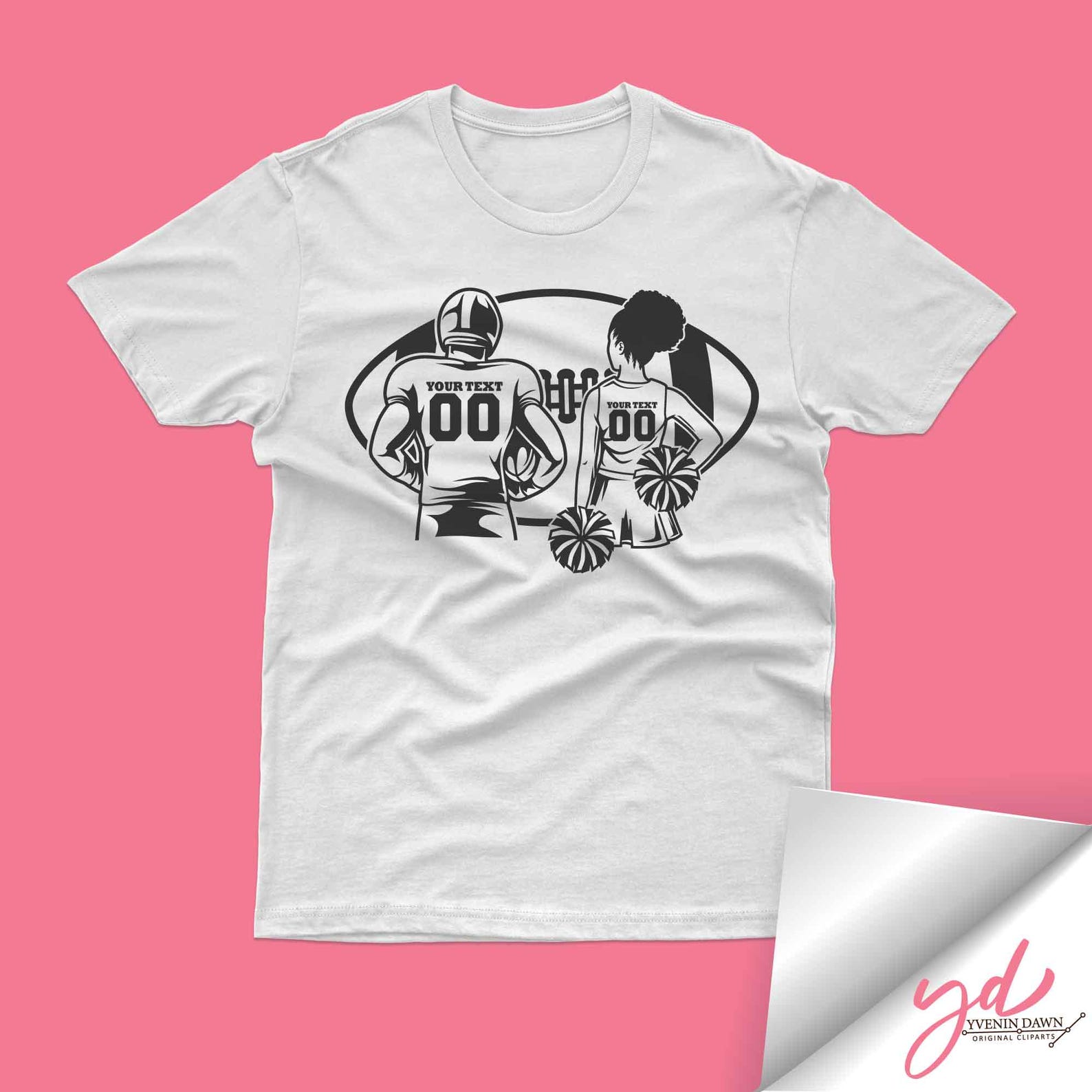 Football Player & Cheerleader SVG: Customizable Name (digital Files) - Etsy