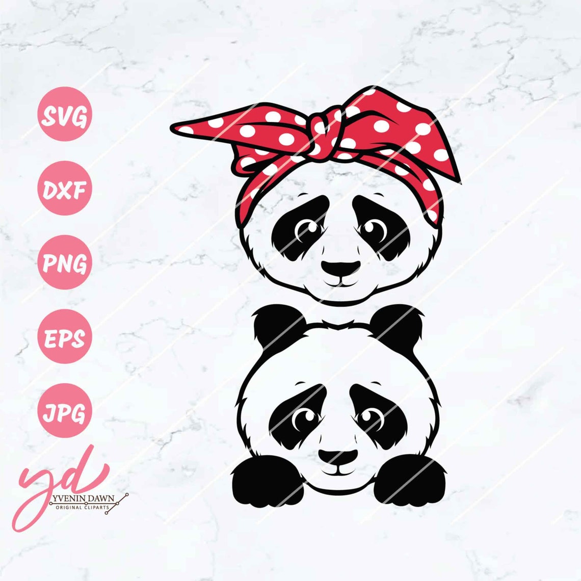 Panda Svg Cute Panda Face Svg Panda With Bandana Svg - Etsy