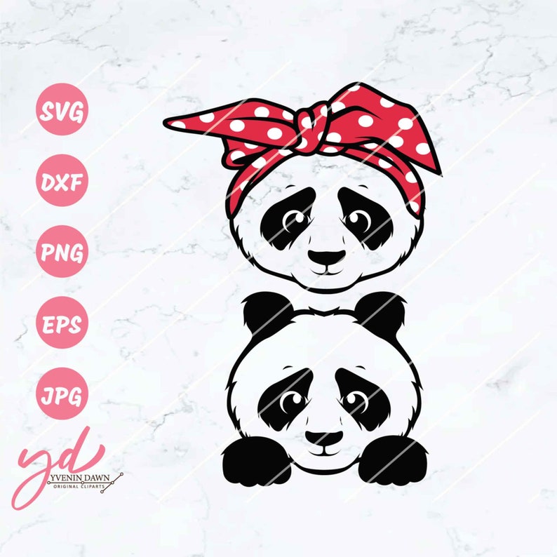 Panda Svg Cute Panda Face Svg Panda With Bandana Svg - Etsy