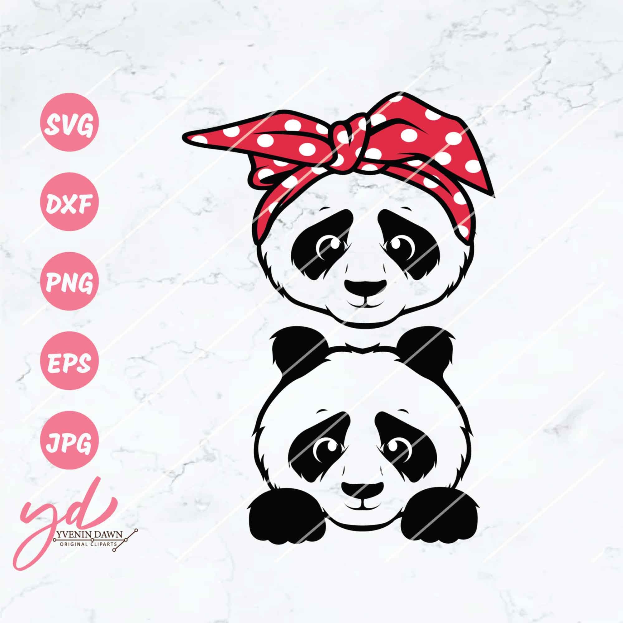 Panda Svg Cute Panda Face Svg Panda With Bandana Svg - Etsy