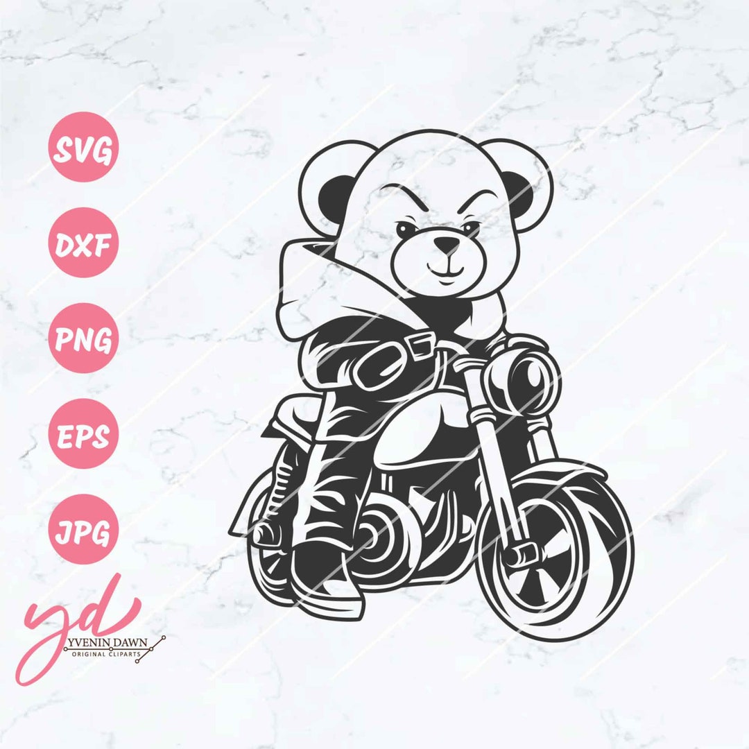 Cute Bear Rider Svg Png | Bear Biker Svg | Cute Teddy Bear Svg ...
