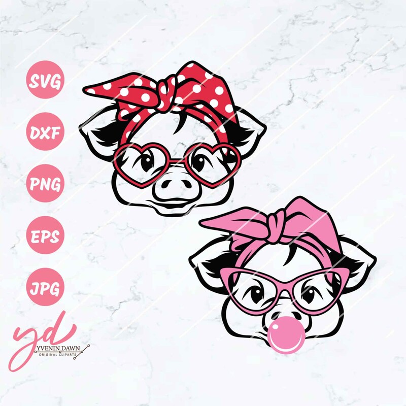 Pig With Glasses Svg - Etsy