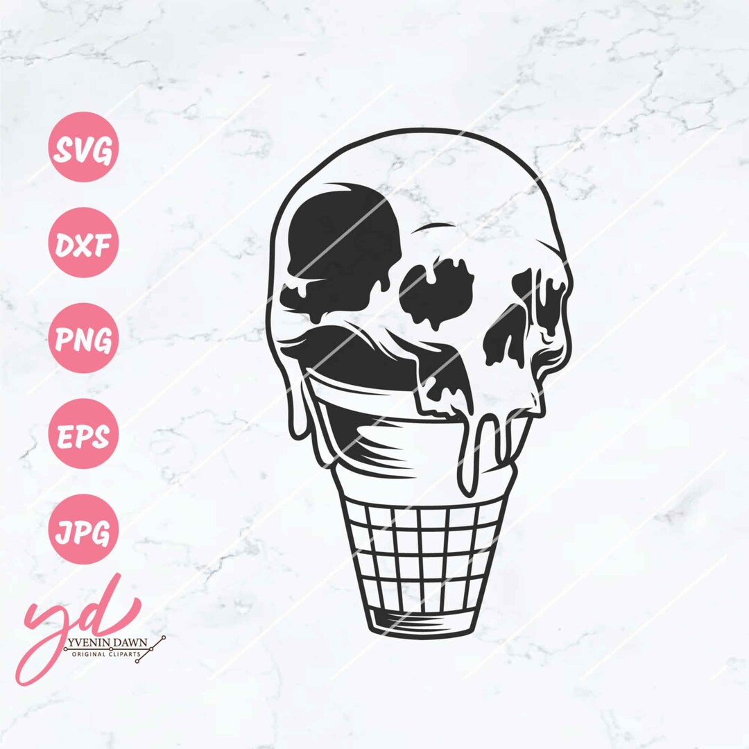 Ice Cream Skull Svg Png | Summer Svg | Skull Svg | Ice Cream Svg ...