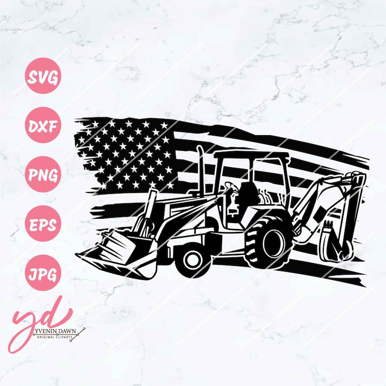 US Backhoe Loader Svg US Excavator Svg Construction Svg - Etsy