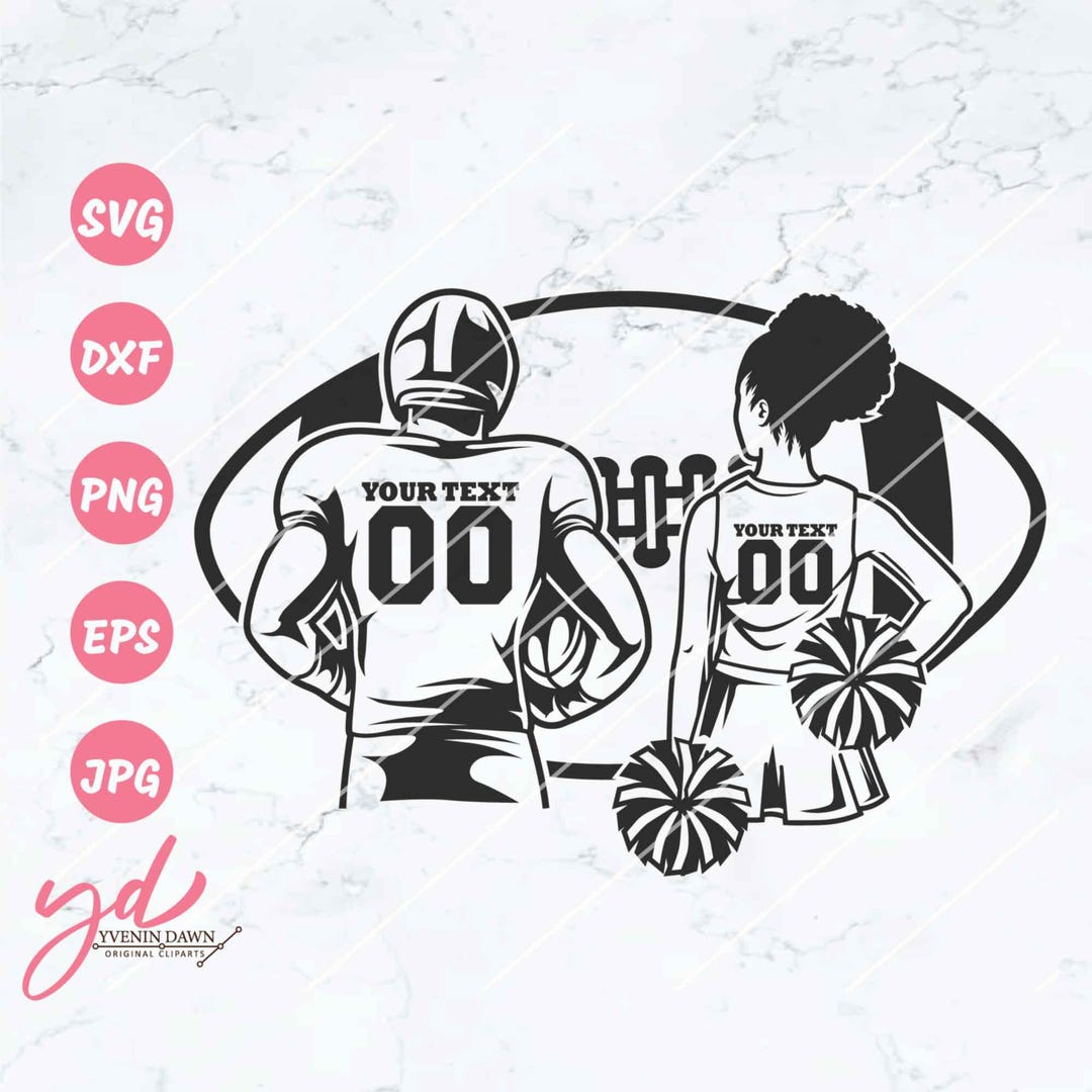Football Player & Cheerleader SVG: Customizable Name (digital Files) - Etsy