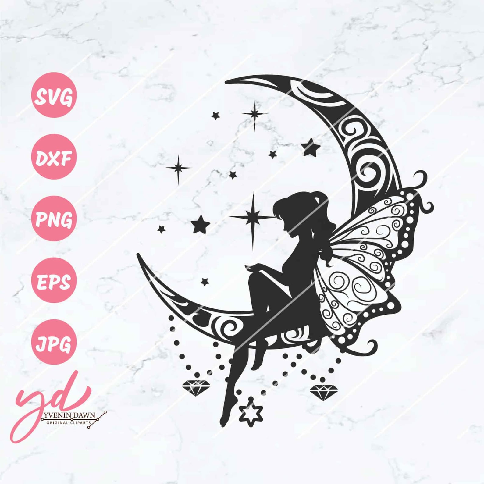 Fairy on the Moon Svg Png | Moon Fairy Svg | Mystical Fairy Svg ...