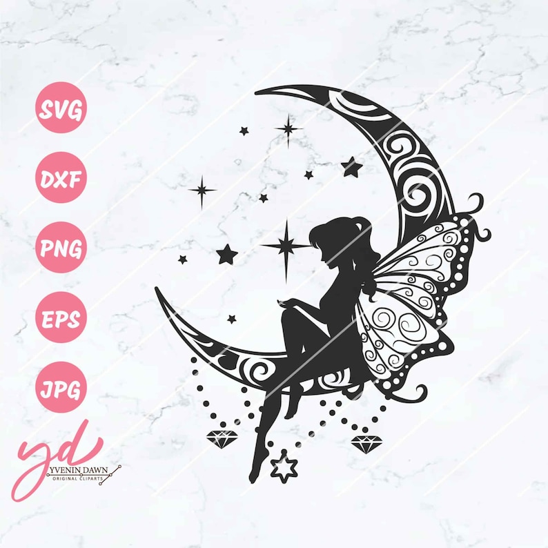 Fee auf dem Mond Svg Png MondFee Svg Mystische Fee Svg - Etsy.de