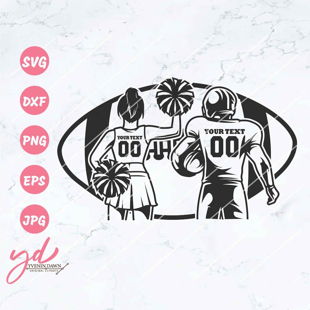Cheerleader & Football Player SVG: Customizable Name (digital Files) - Etsy