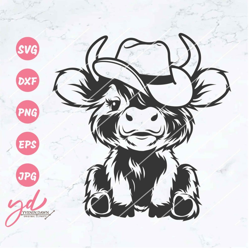 Cowboy Highland Cow SVG | Western Cow Clipart (digital Files) - Etsy