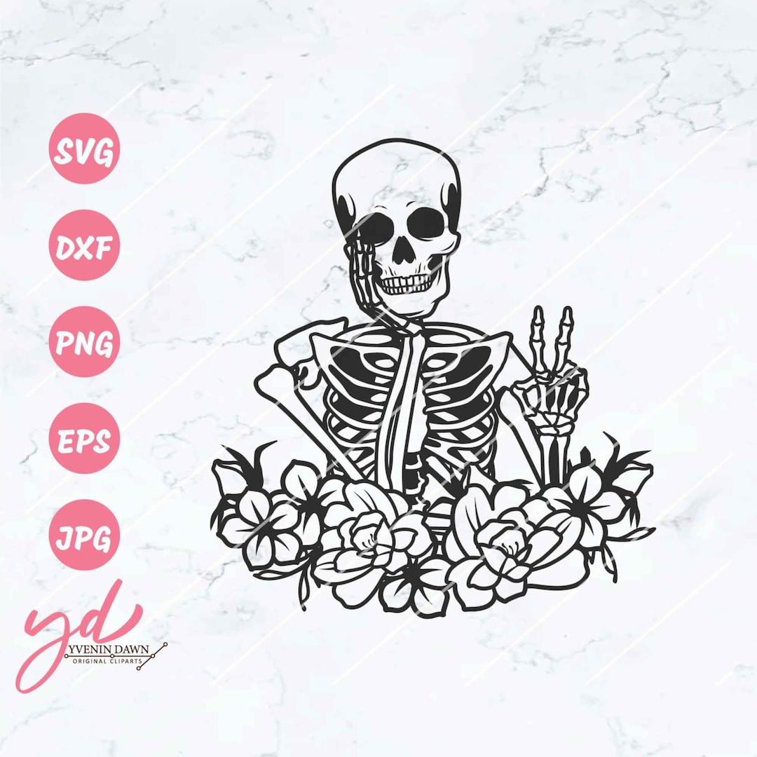 Floral Skeleton Peace Sign Svg Png | Human Skeleton Svg | Peace Sign ...