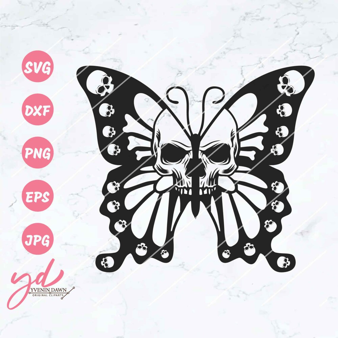 Skull Butterfly Svg Skeleton Svg Butterfly Svg Gothic - Etsy