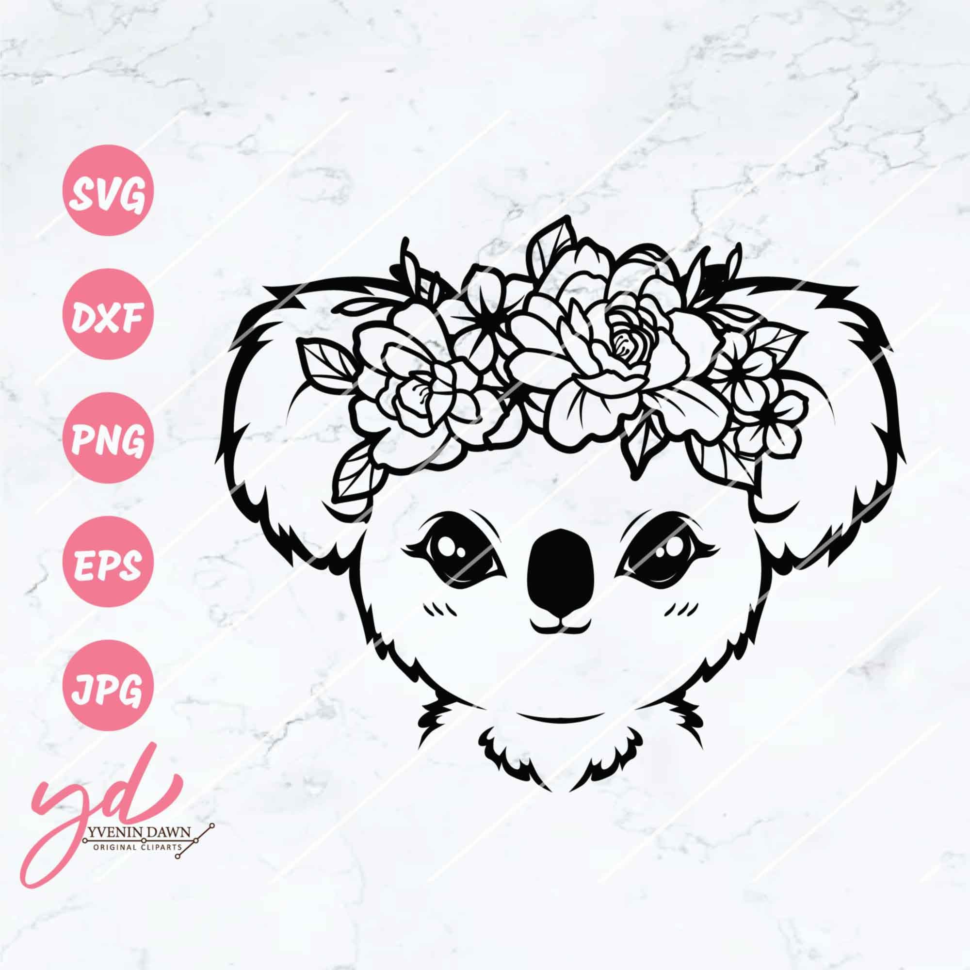 Floral Koala Svg Koala With Flowers Svg Koala Svg Baby - Etsy