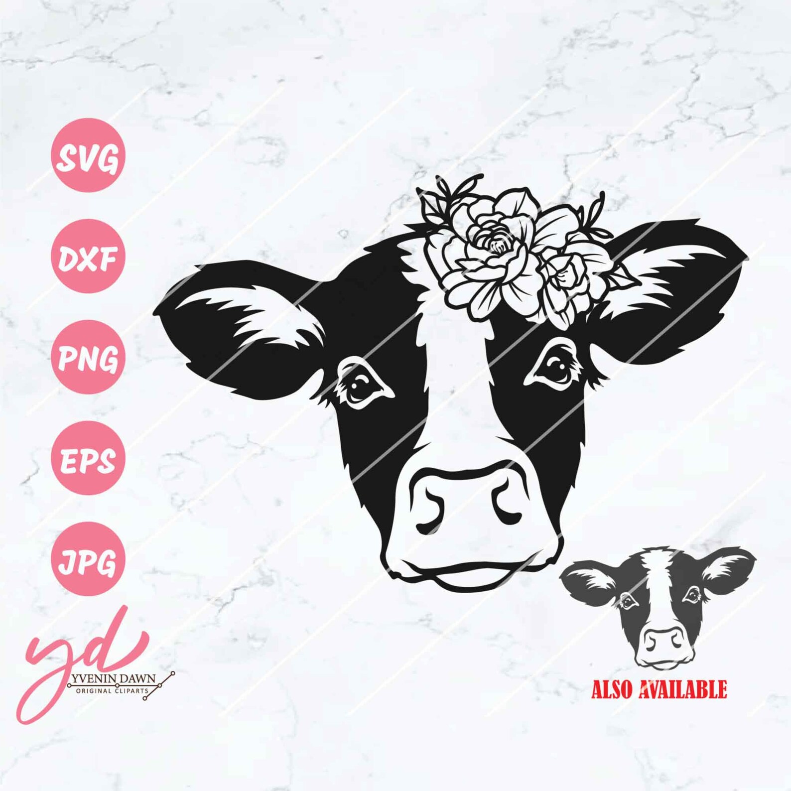 Floral Farm Cow Svg Cow With Flowers Svg Cute Cow Svg - Etsy