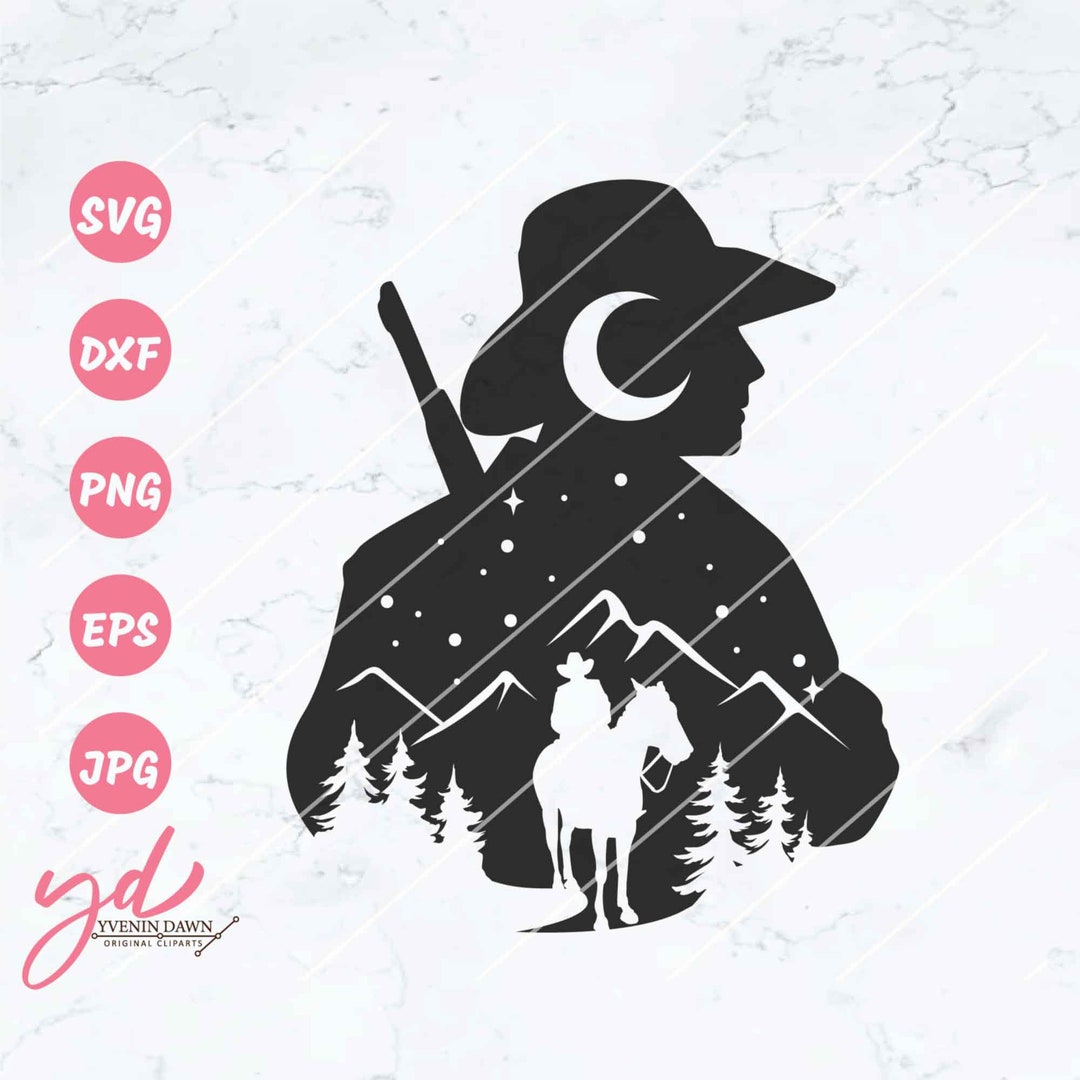 Cowboy Svg | Cowboy Scene Svg | Cowboy Silhouette Svg | Cowboy in ...