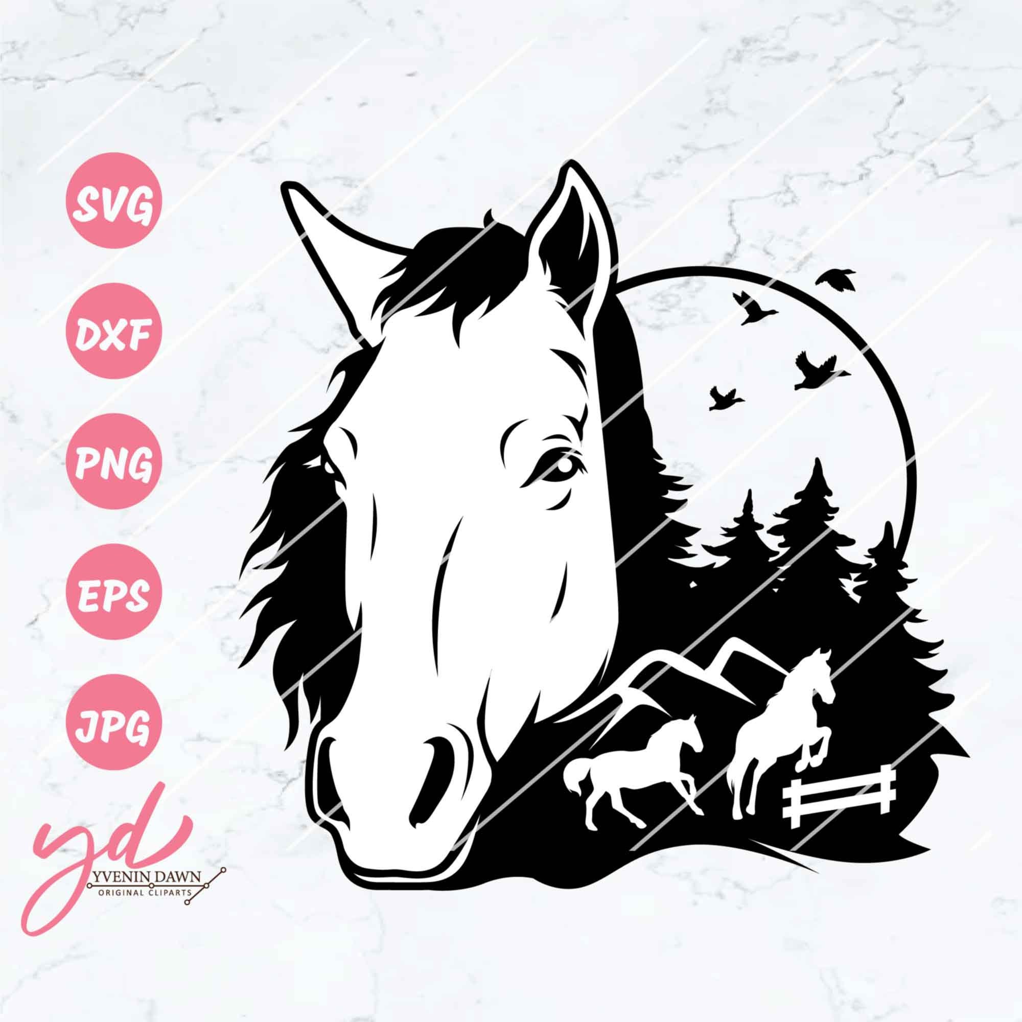 Mustang Horse SVG: Running Horse Clipart, Silhouette (digital Download ...