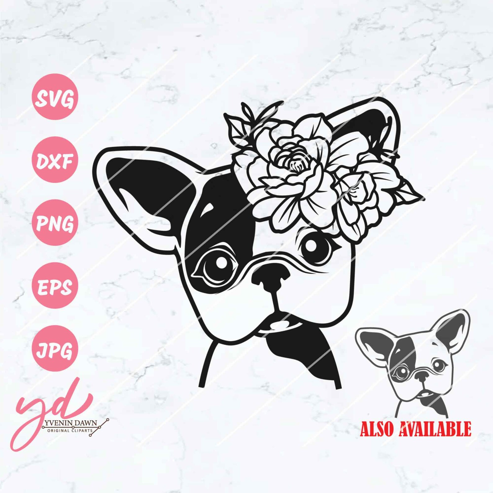 Cute Floral French Bulldog Svg Png Frenchie Svg Pet Svg - Etsy
