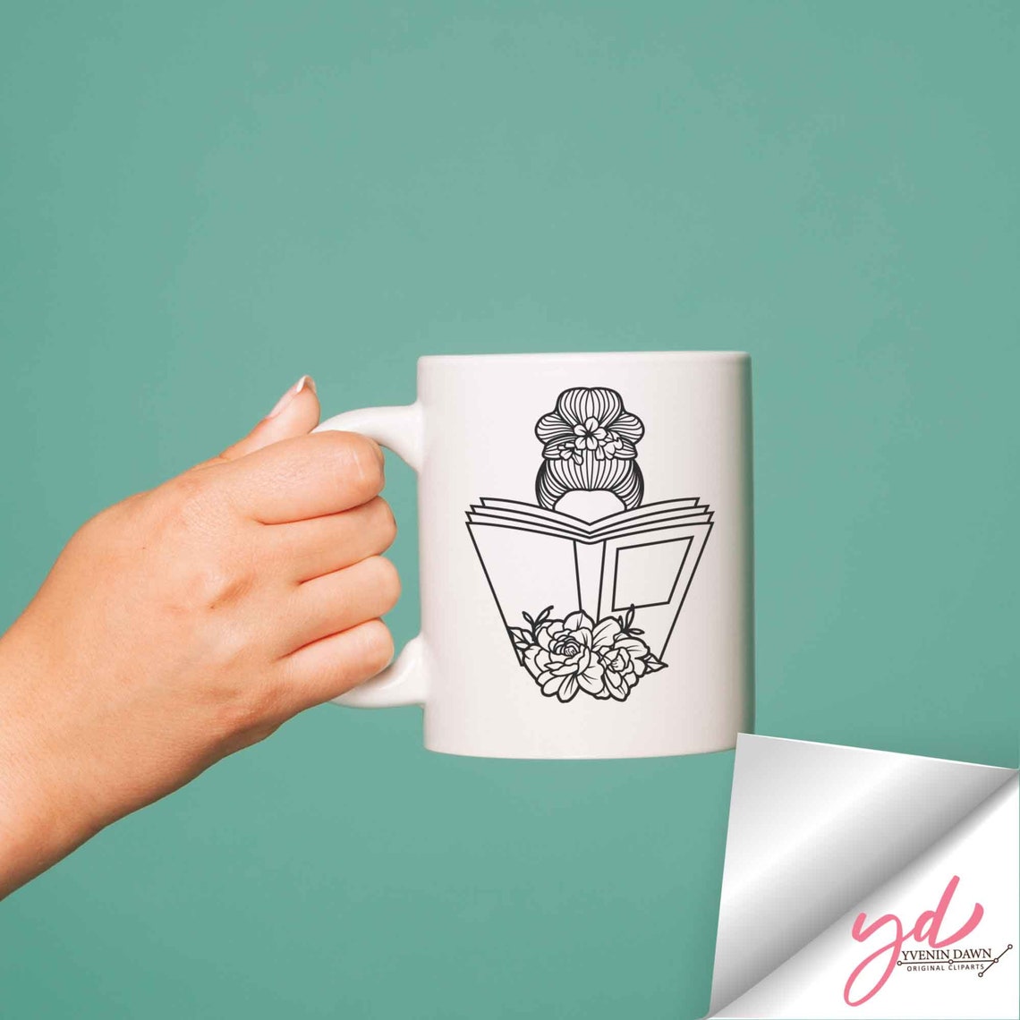 Woman/girl Reading a Book Svg Floral Book Svg Bookish Svg - Etsy