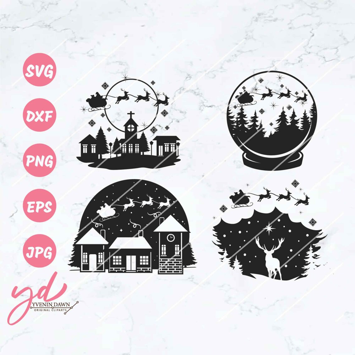 Christmas Village Scene Svg Png Christmas Scene Svg Merry - Etsy