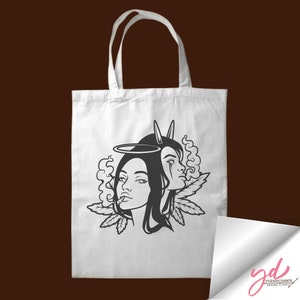 Angel Demon Smoking Weed Svg Png | Girl Woman Smoking Weed Svg | Weed ...