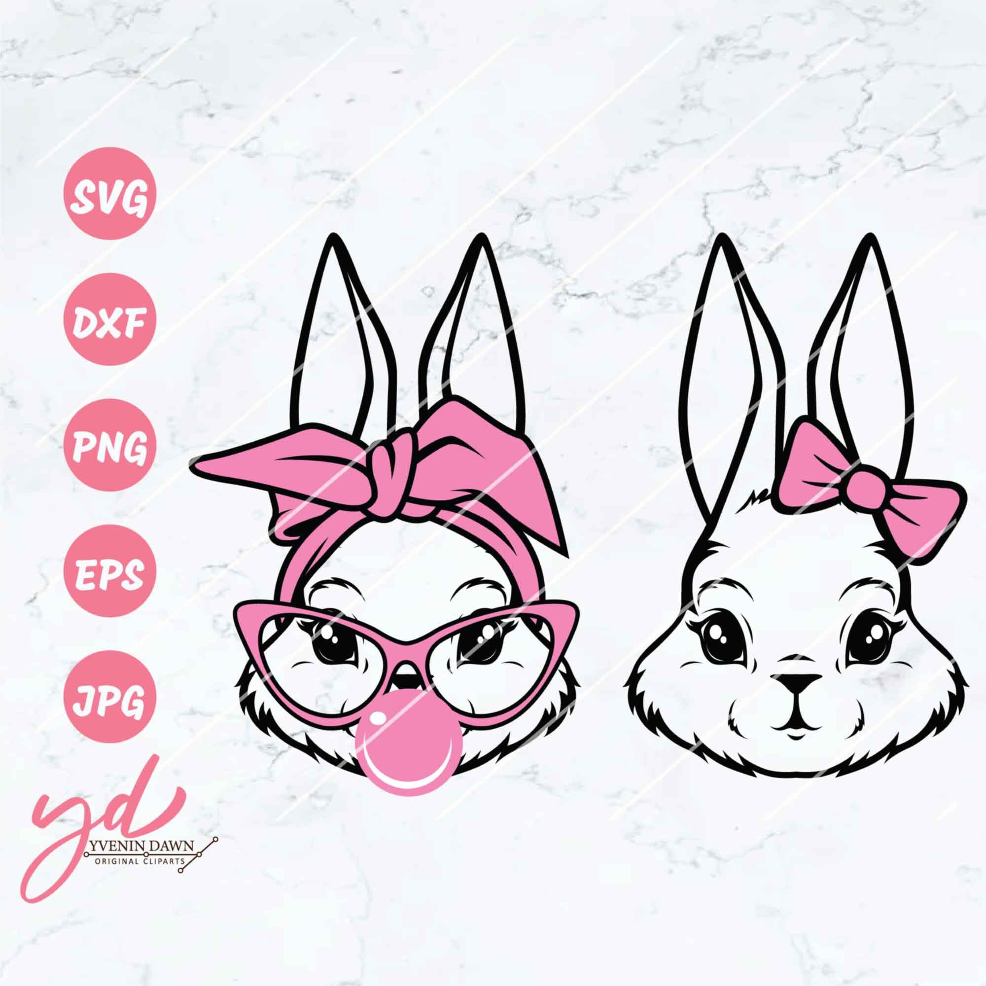 Bunny Svg Bunny With Bandana Svg Cute Bunny Face Svg - Etsy