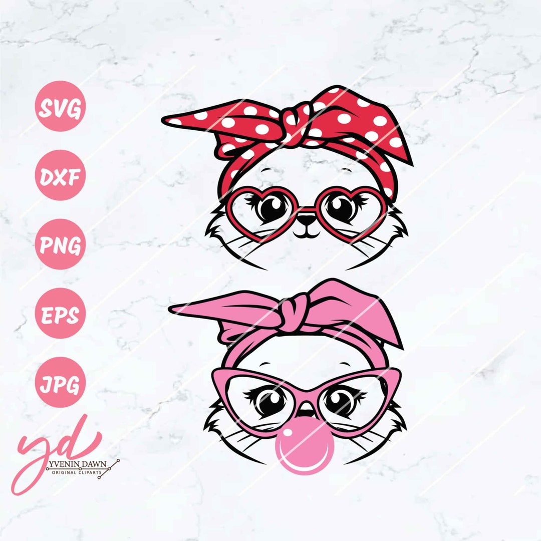 Cat Svg | Cute Cat Face Svg | Cute Cat With Bandana Svg | Cute Animal ...