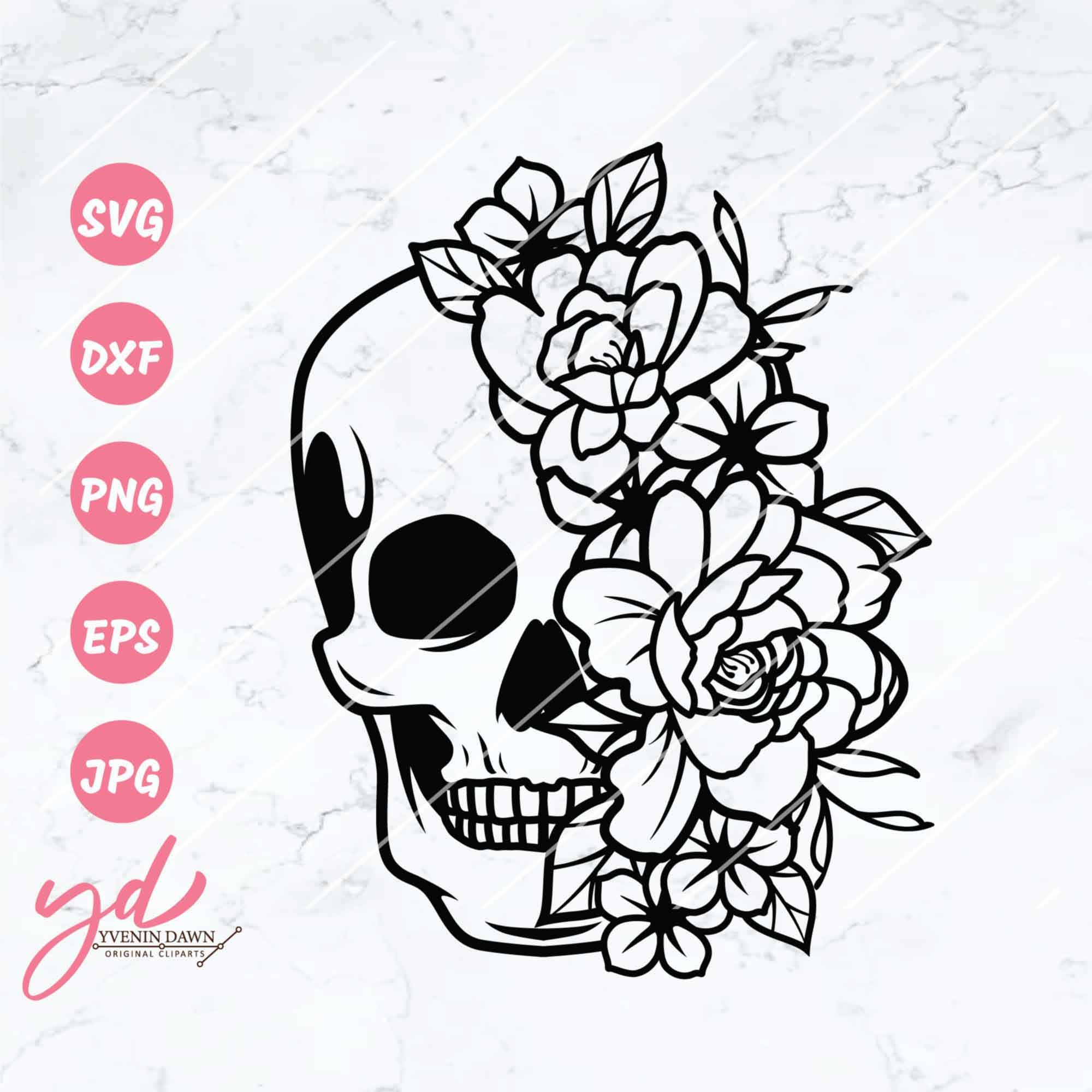 Skull Flower Drawing
